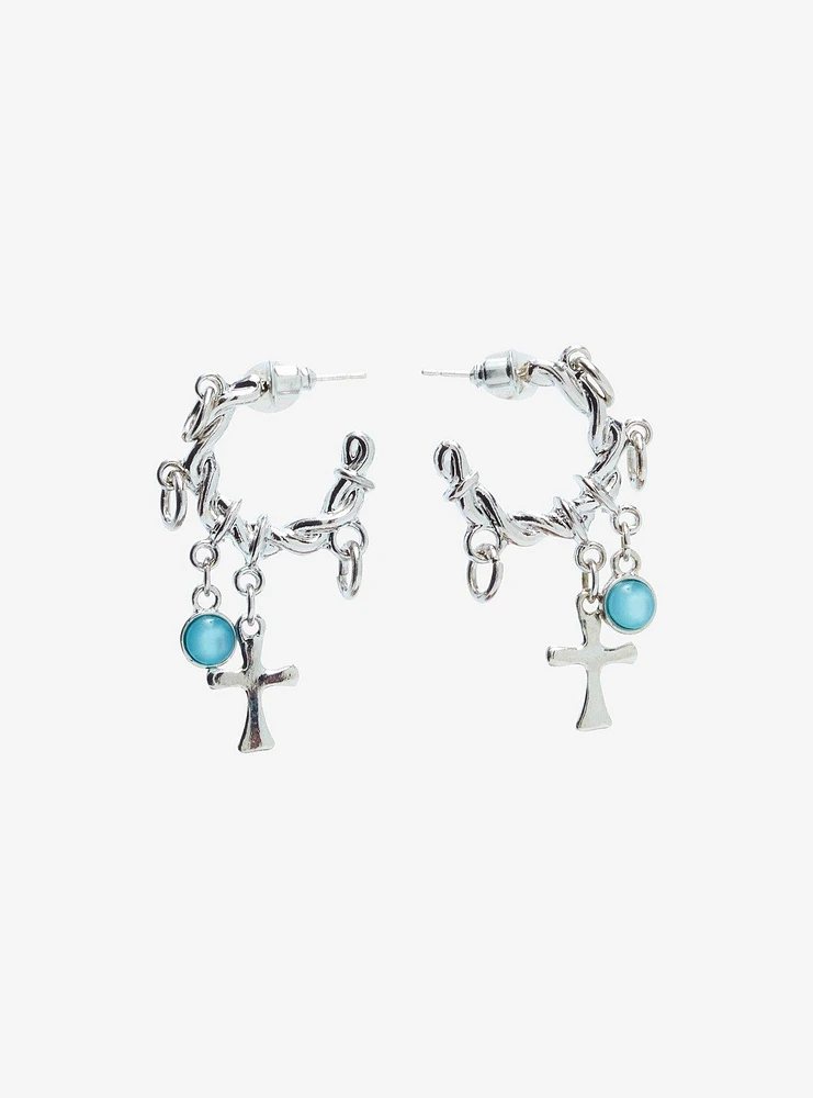 SOCIALCOLLISION Social Collision Twist Chain Cross Hoop Earrings | Mall ...