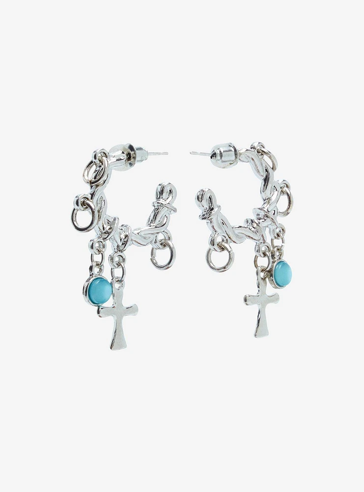 SOCIALCOLLISION Social Collision Twist Chain Cross Hoop Earrings | Mall ...