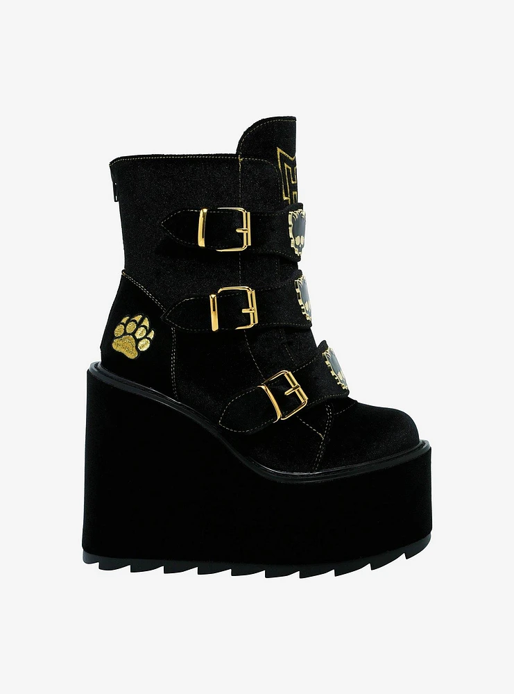Hot Topic YRU Monster High Clawdeen Dune Lo Black Velvet Boots | Mall ...