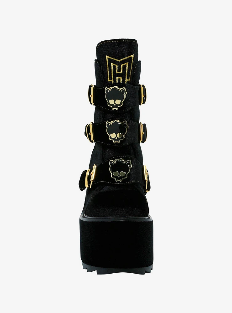Hot Topic YRU Monster High Clawdeen Dune Lo Black Velvet Boots | Mall ...