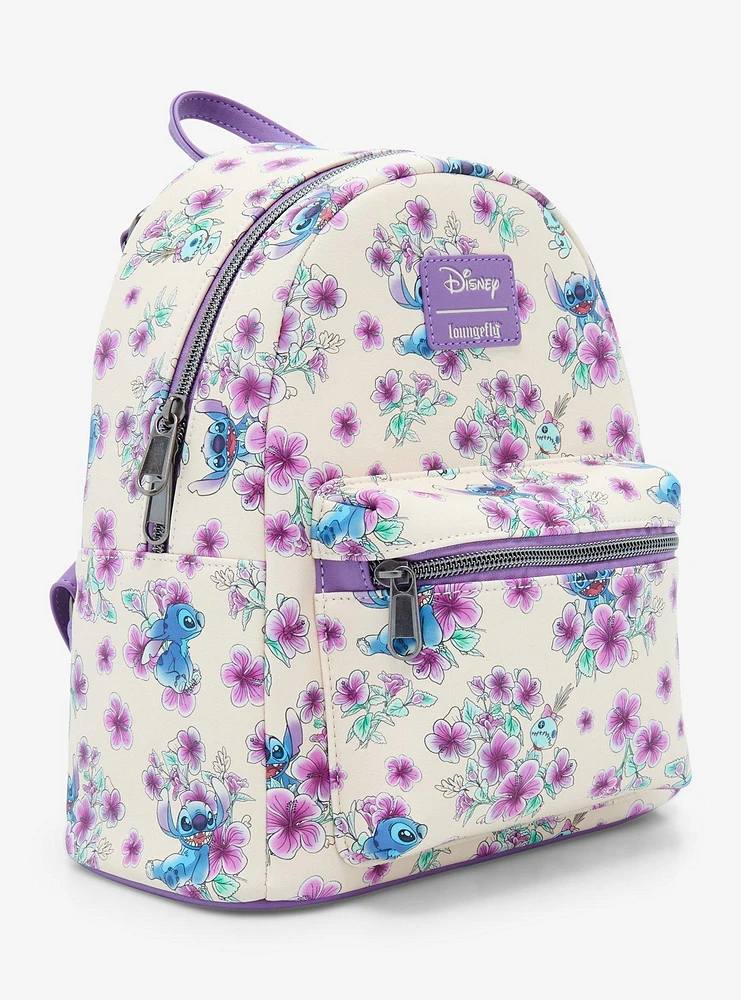 Hot Topic Loungefly Disney Lilo & Stitch Hibiscus Flowers Mini Backpack ...
