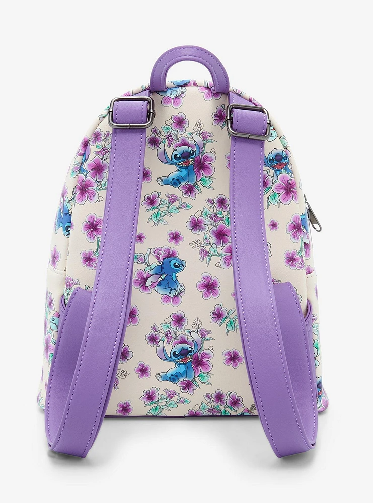 Hot Topic Loungefly Disney Lilo & Stitch Hibiscus Flowers Mini Backpack ...