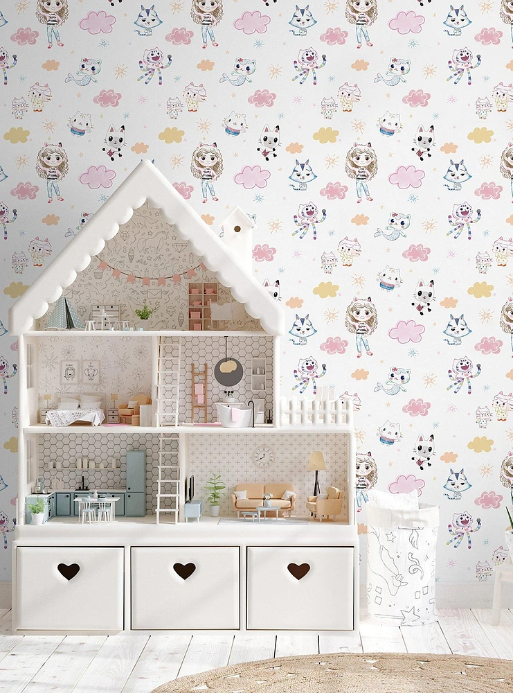 DreamWorks Gabby's Dollhouse Sketch Characters Peel & Stick Wallpaper ...