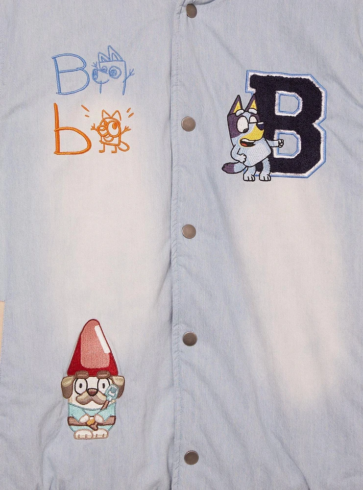 Bluey Heeler Family Icons Denim Varsity Jacket - BoxLunch Exclusive at ...