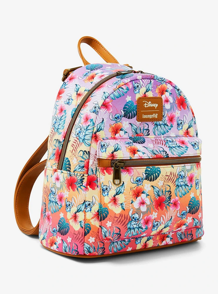 LNGEFLY Loungefly Disney Stitch Tropical Flowers Mini Backpack ...