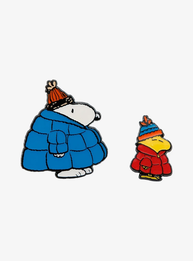 Peanuts Snoopy & Woodstock Puffer Jacket Enamel Pin Set — BoxLunch ...