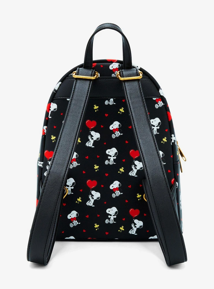 Hot Topic Loungefly Peanuts Snoopy Woodstock Hearts Mini Backpack ...