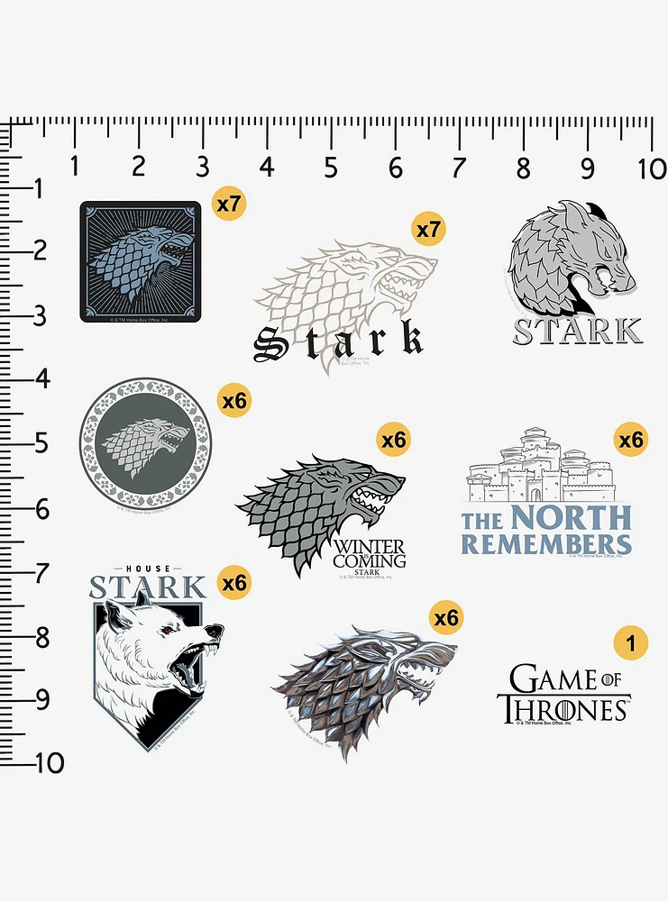 Hot Topic Game of Thrones House Stark 100ct Vinyl Stickers Variety Pack ...