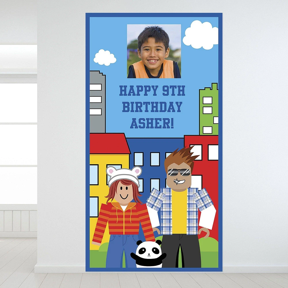 PartyCity Custom Party Town Cardboard Photo Backdrop, 3.8ft x 7.25ft ...
