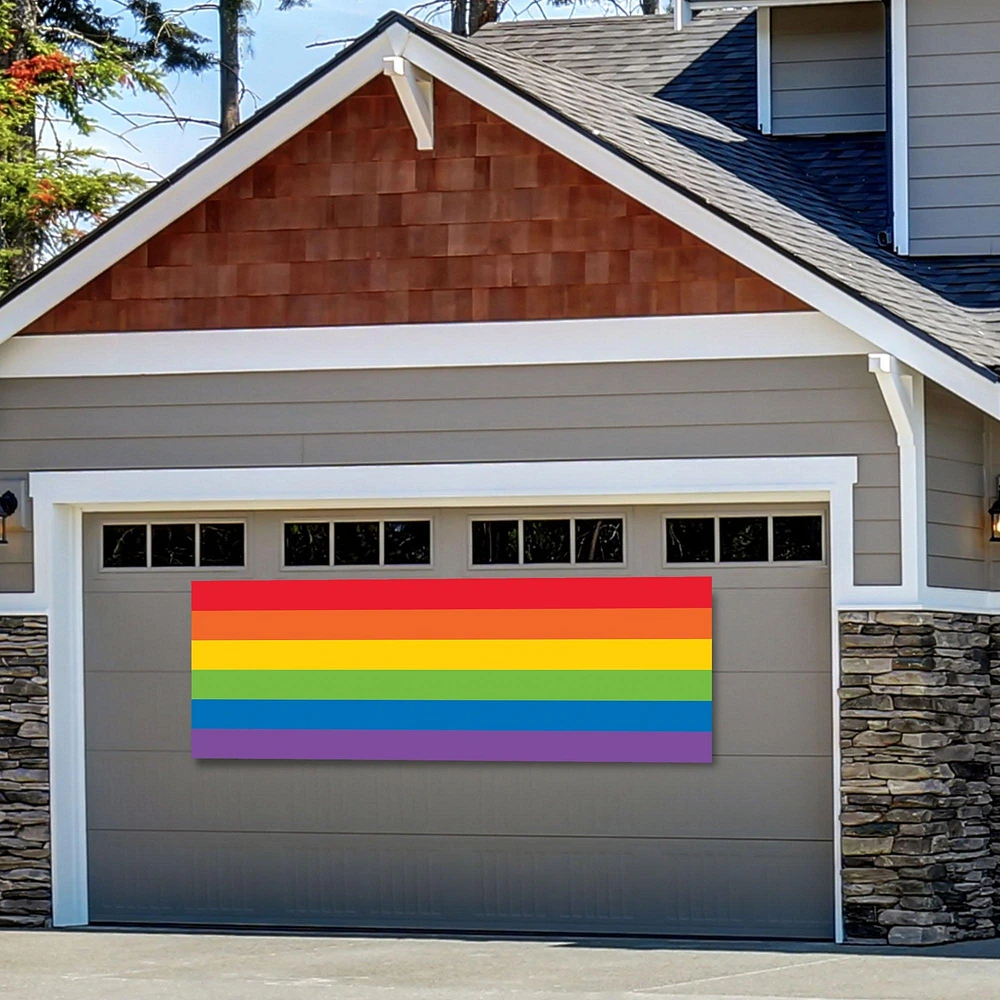 PartyCity Rainbow Striped Pride Vinyl Horizontal Banner, 6ft x 2ft ...