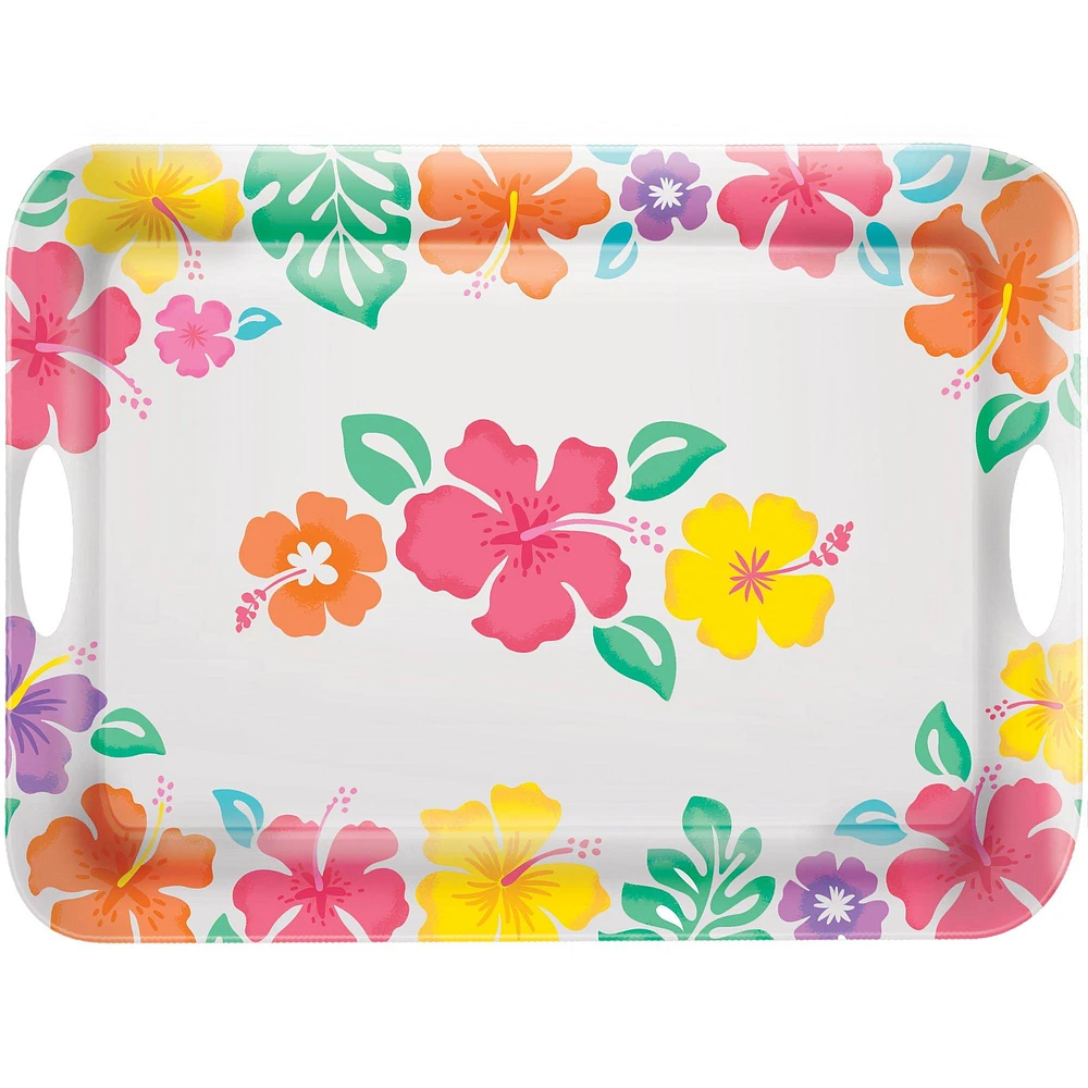 PartyCity Summer Hibiscus Melamine Serving Tray, 14.5in x 19.75in ...