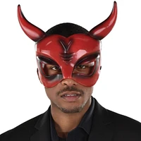 PartyCity Adult Black & Red Horned Devil Plastic Half Mask | Hamilton Place