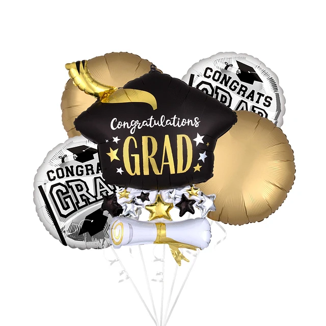 PartyCity Grad Cap & Diploma Congratulations Grad Foil Balloon Bouquet ...