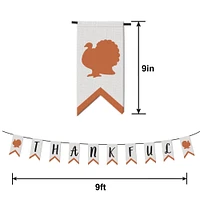 PartyCity Thankful Turkeys Thanksgiving Canvas Pennant Banner, 9ft ...
