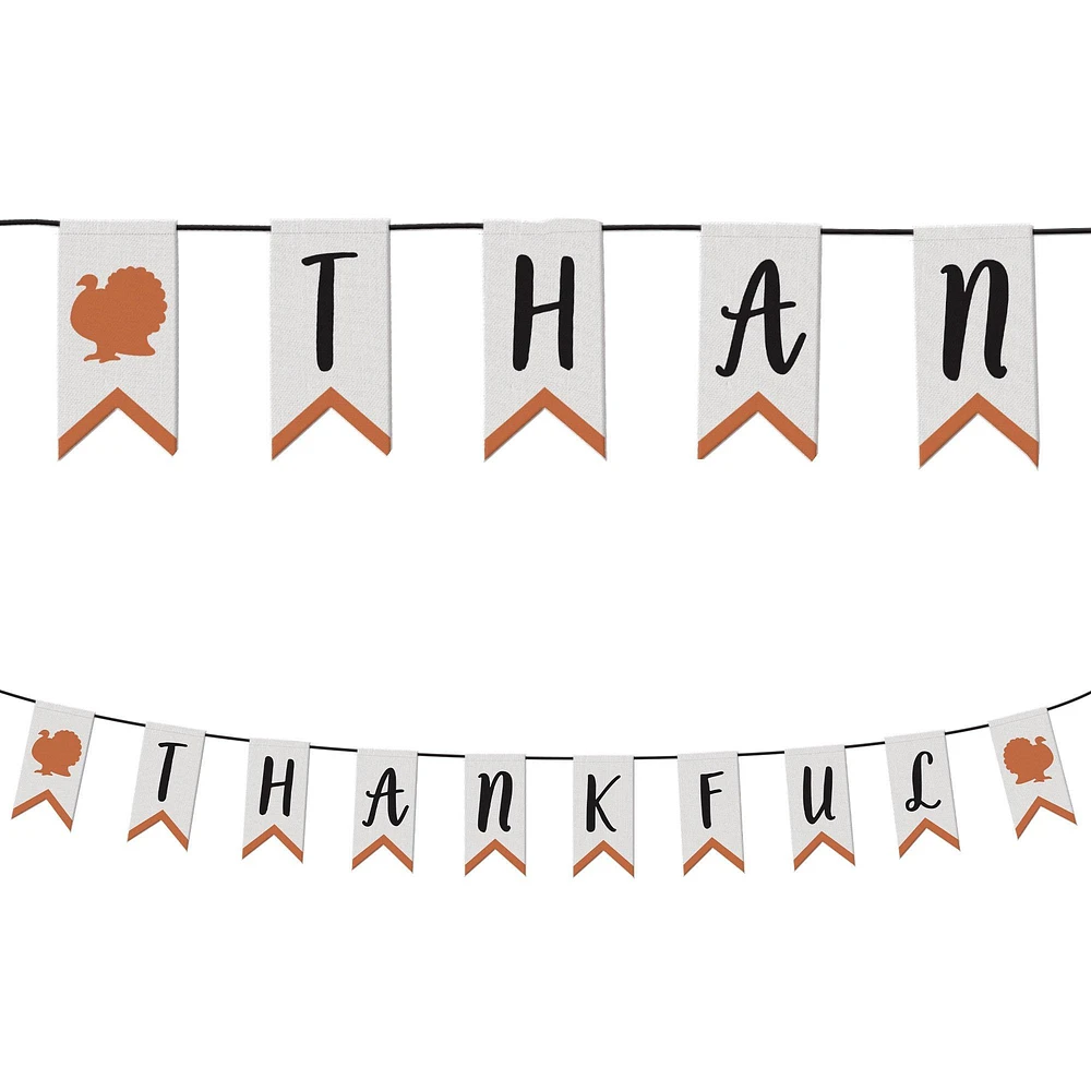 PartyCity Thankful Turkeys Thanksgiving Canvas Pennant Banner, 9ft ...