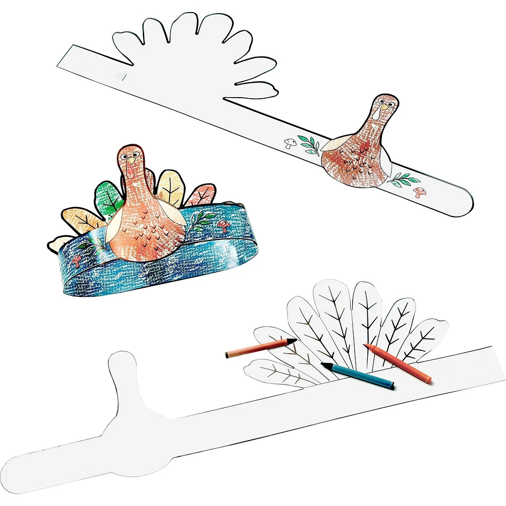 PartyCity Color Your Own Thanksgiving Turkey Activity Headbands, 8ct ...