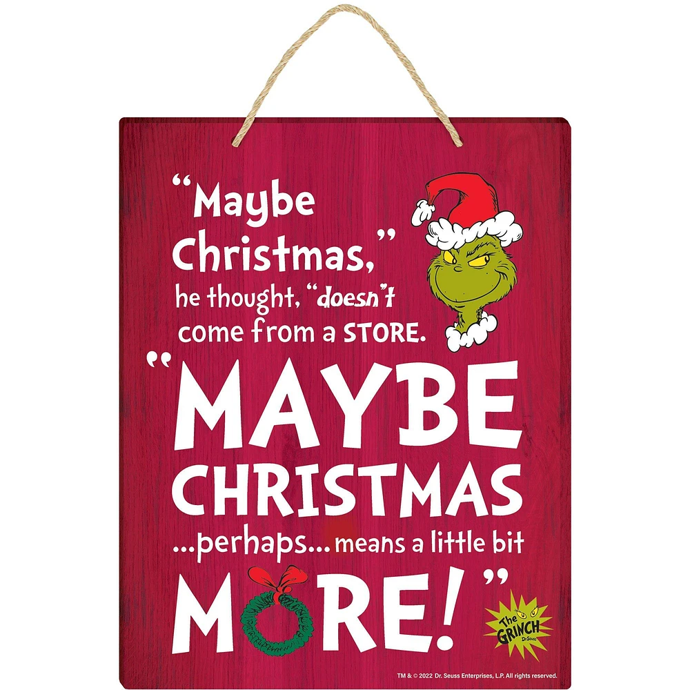 PartyCity Grinch's Meaning of Christmas MDF Sign, 9.3in x 11.6in ...