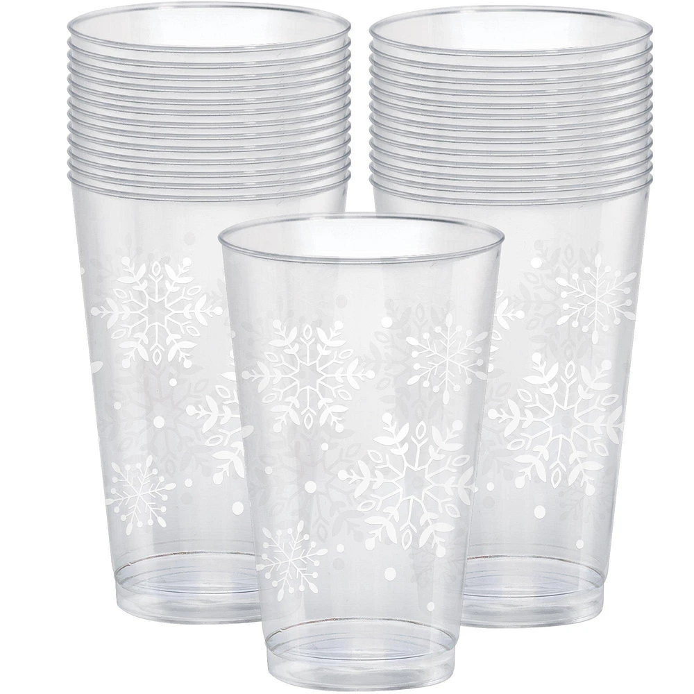 PartyCity Dancing Snowflakes Plastic Tumblers, 16oz, 26ct | Hamilton Place