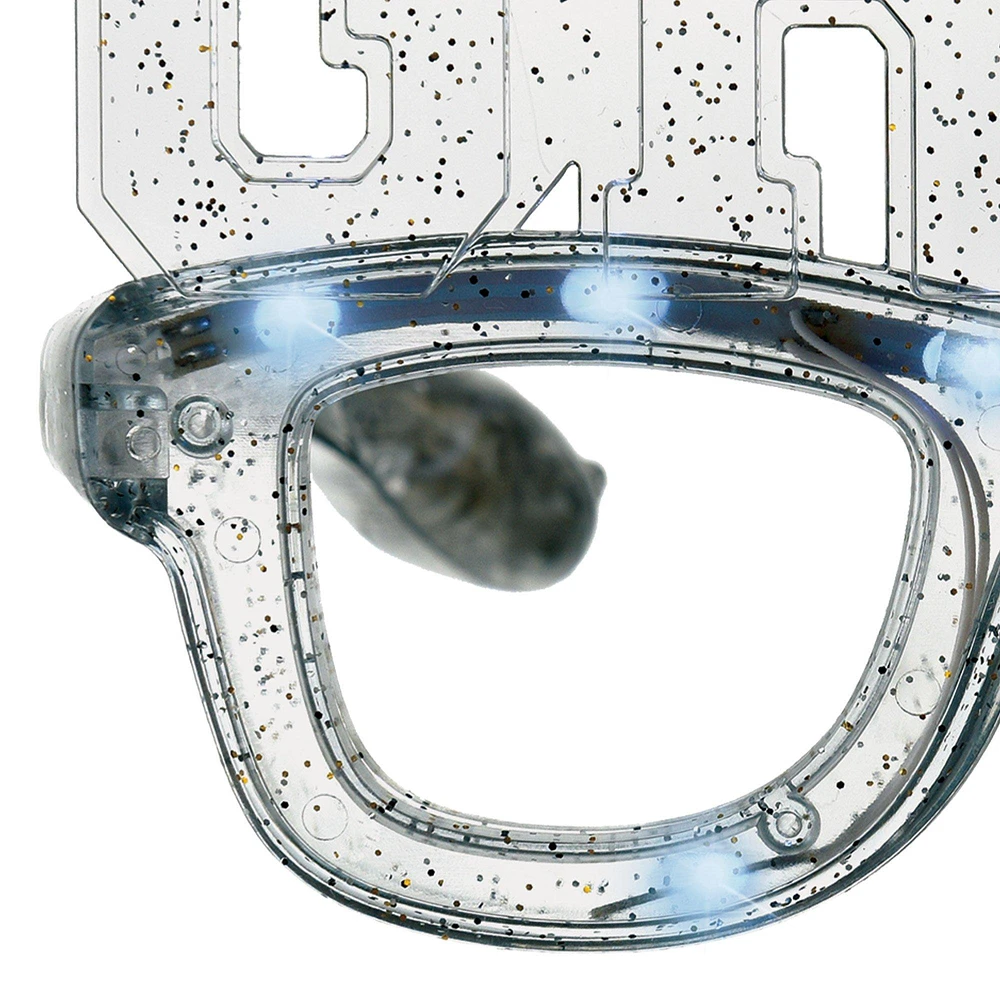 PartyCity Light-Up Black, Silver & Gold Glitter Grad Plastic Glasses ...
