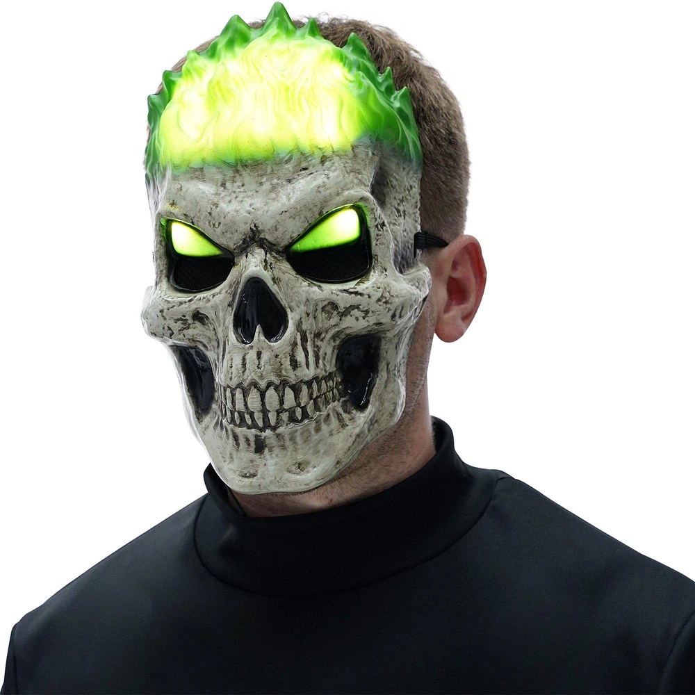 PartyCity Adult Light-Up Green Inferno Skull Mask | Hamilton Place