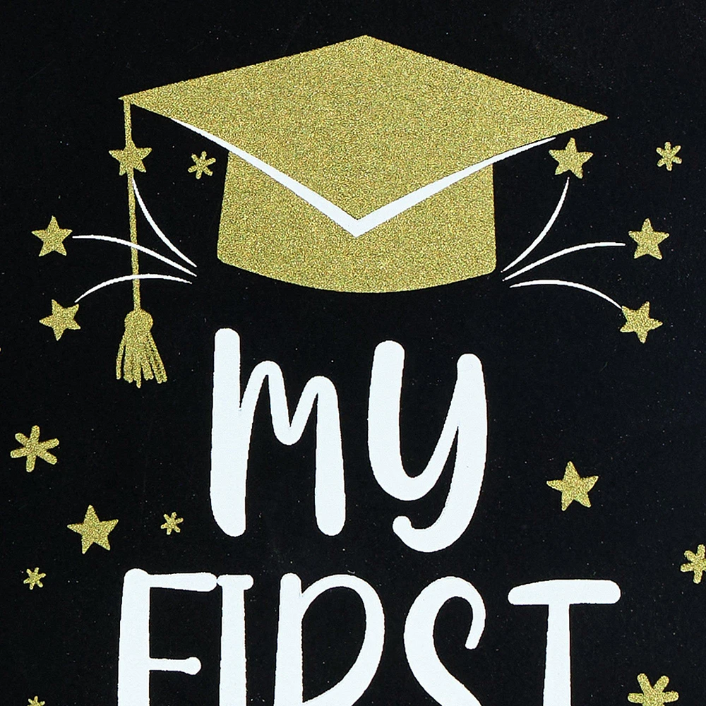 PartyCity Black & Gold My First Graduation MDF Picture Frame, 9.44in x ...