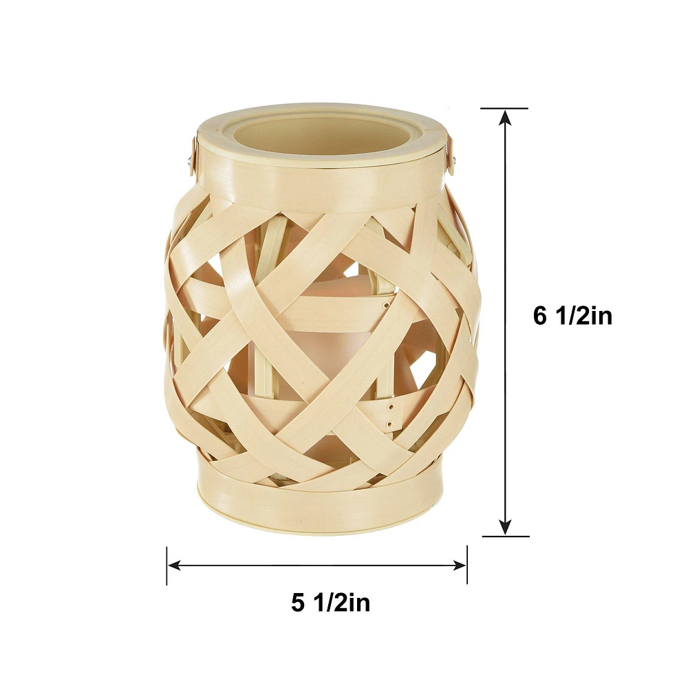 PartyCity Summer Naturals Woven Plastic LED Lantern, 5.5in x 5.5in ...