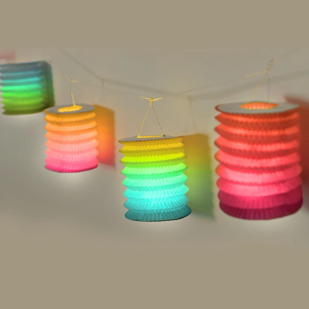 PartyCity Light-Up Boho LED Paper Lantern Garland, 10ft | Hamilton Place
