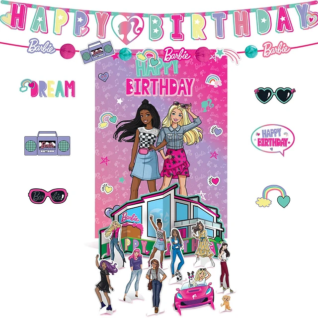 PartyCity Barbie Dream Together Birthday Party Decorating Supplies Pack ...