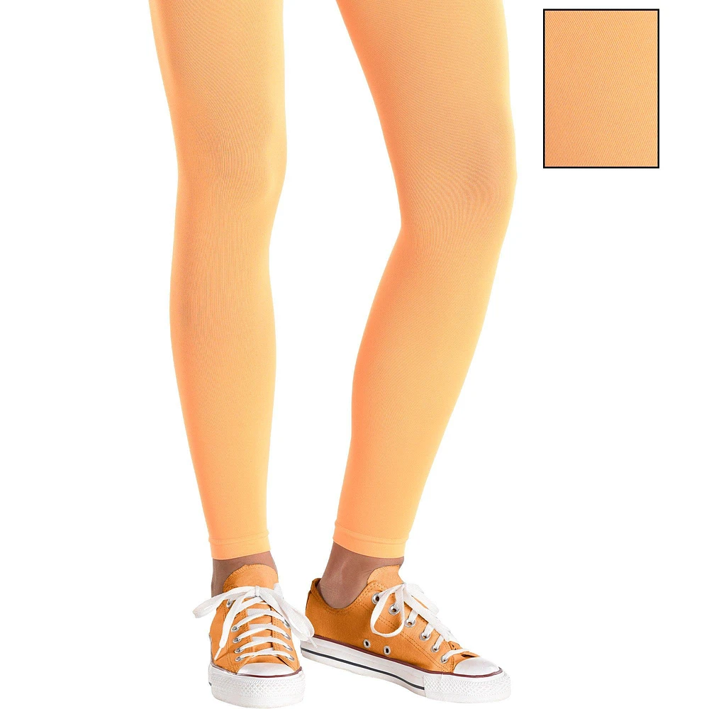 PartyCity Adult Black Light Neon Orange Footless Tights | Hamilton Place