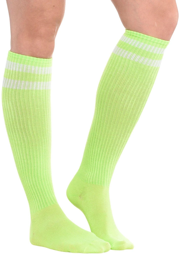 PartyCity Neon Yellow Stripe Athletic Knee-High Socks | Hamilton Place