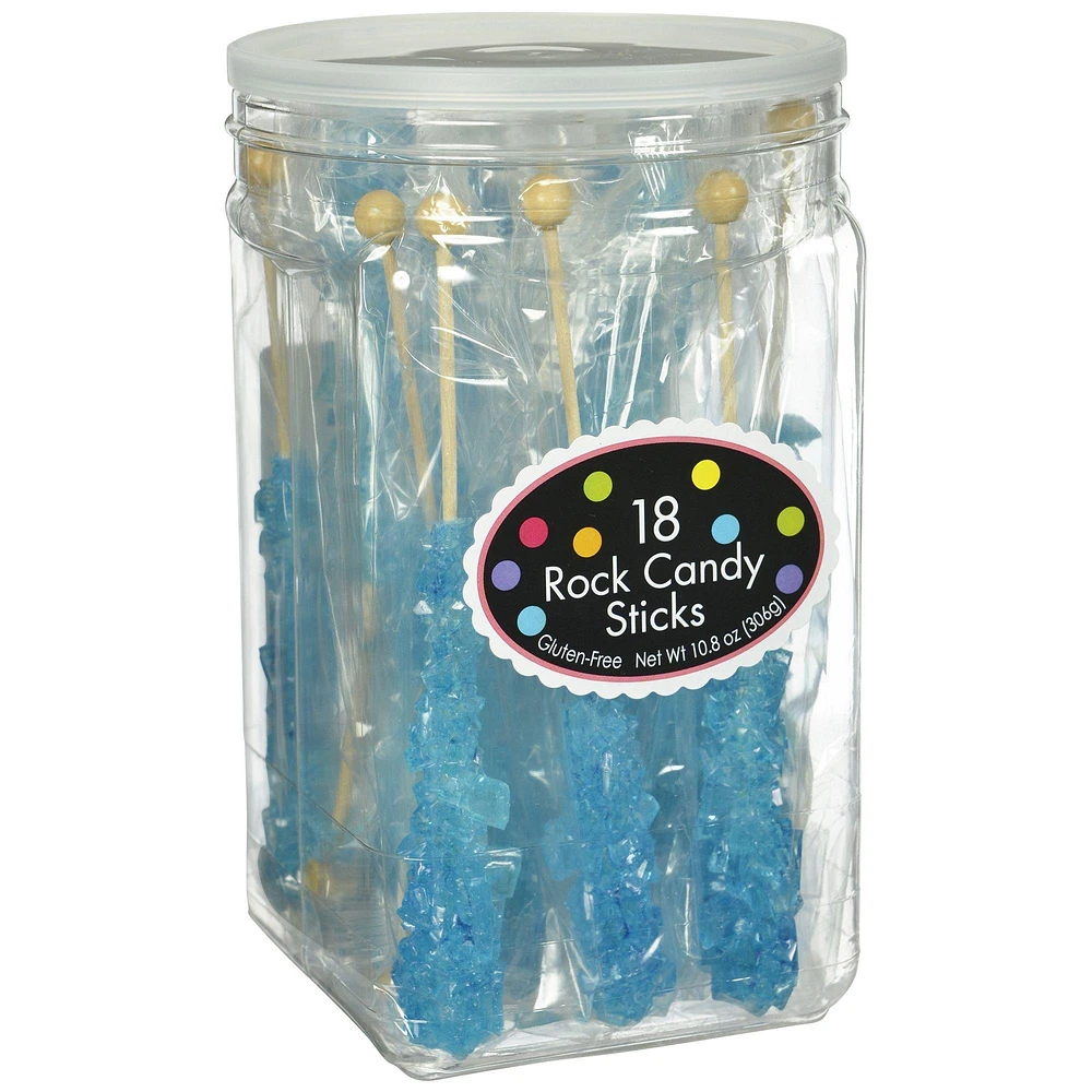 PartyCity Caribbean Blue Rock Candy Sticks, 18ct - Blueberry Flavor ...