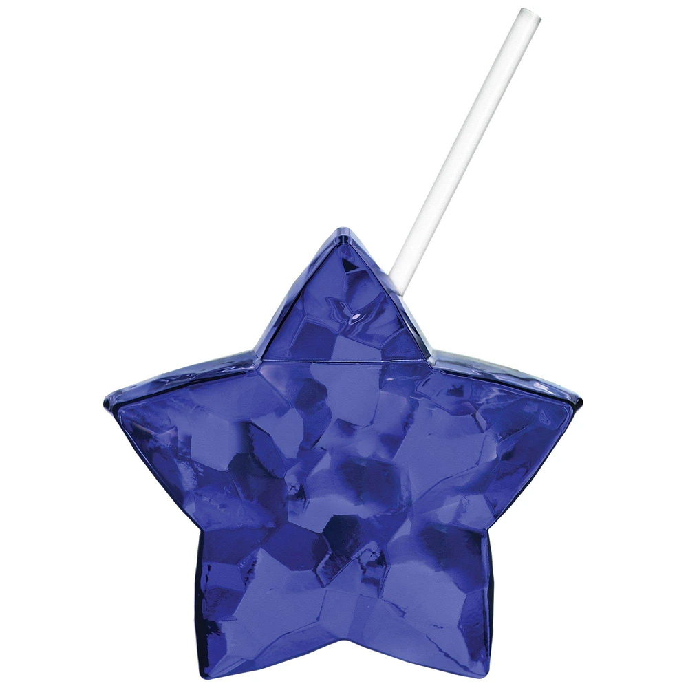PartyCity Metallic Patriotic Star Plastic Cup with Straw | Hamilton Place