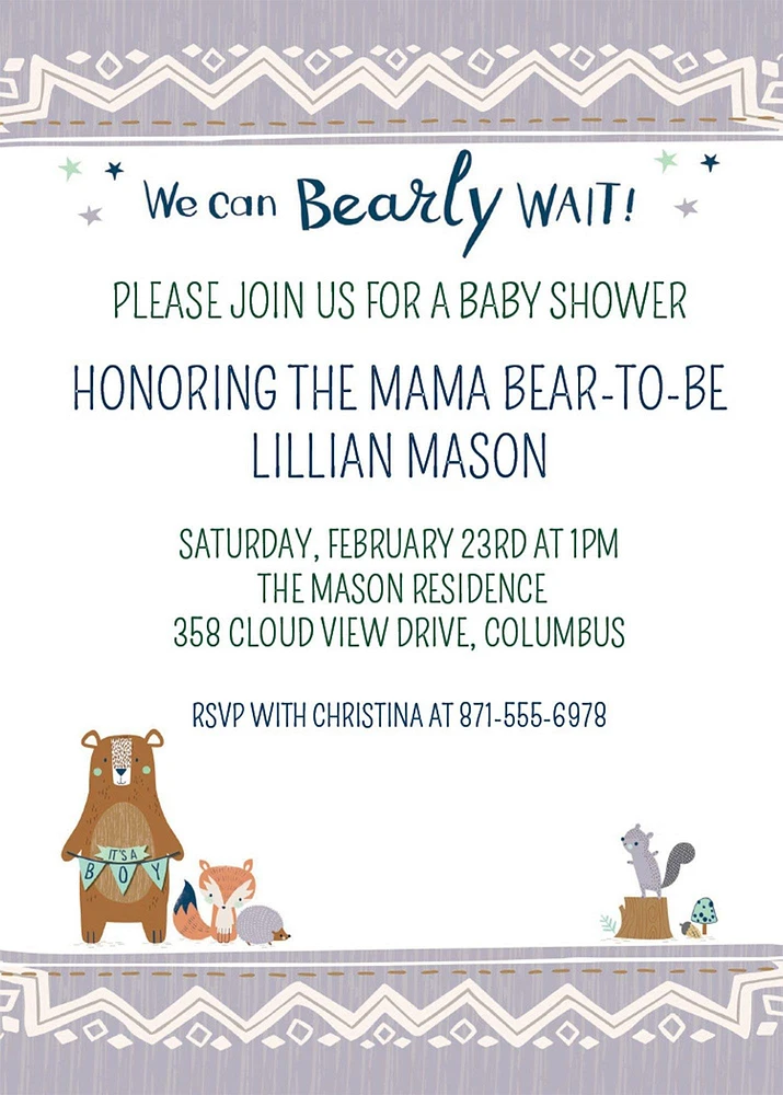 PartyCity Custom Can Bearly Wait Invitations | Hamilton Place