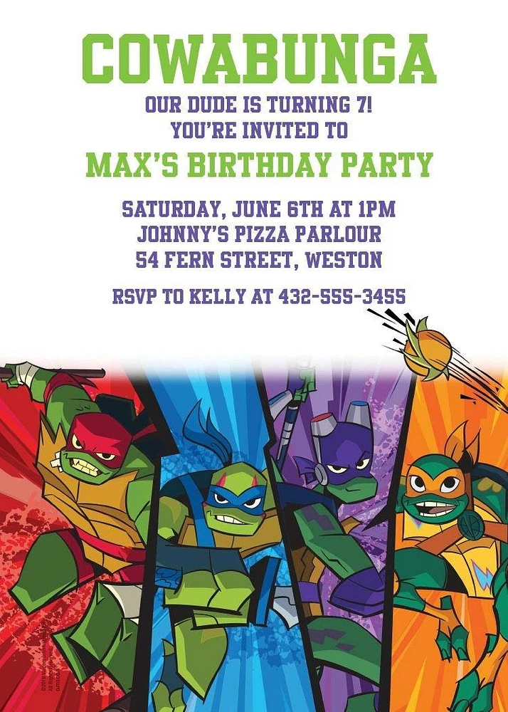 PartyCity Custom Teenage Mutant Ninja Turtles Invitations | Hamilton Place