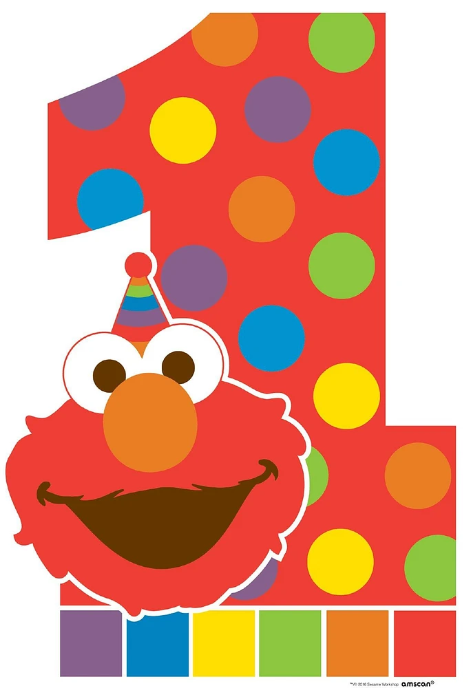 PartyCity Elmo 1st Birthday Centerpiece Cardboard Cutout, 18in ...