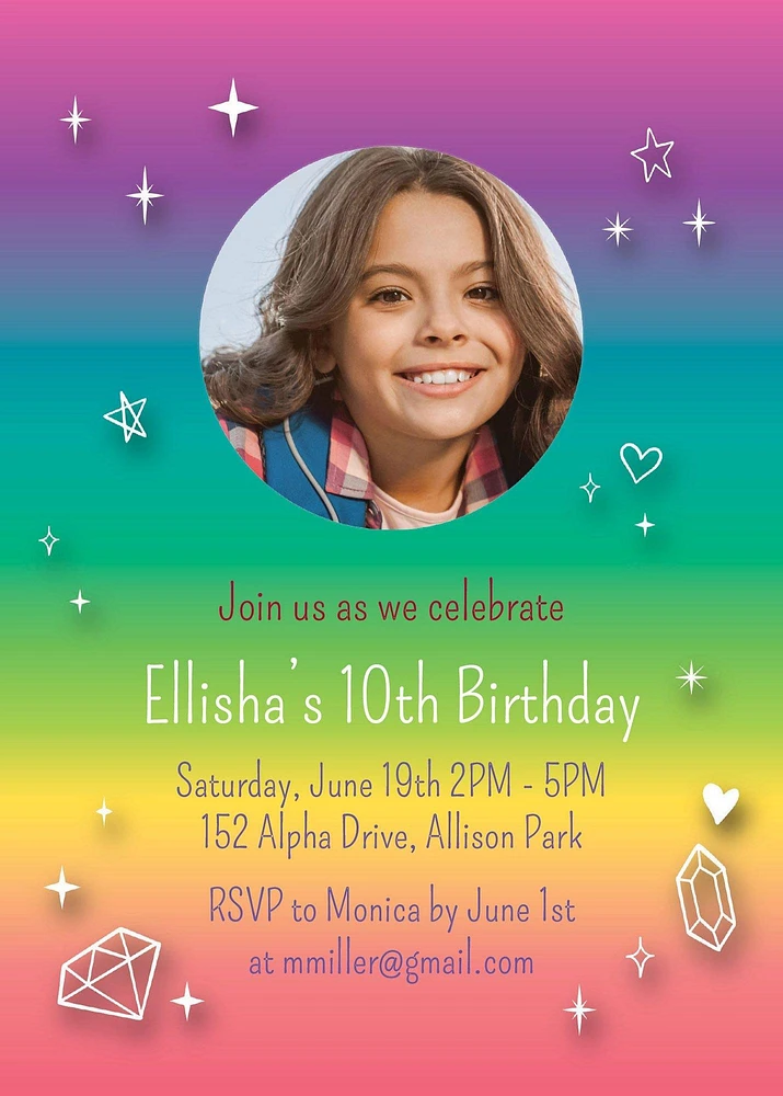 PartyCity Custom Multicolor Sparkle Photo Invitations | Hamilton Place