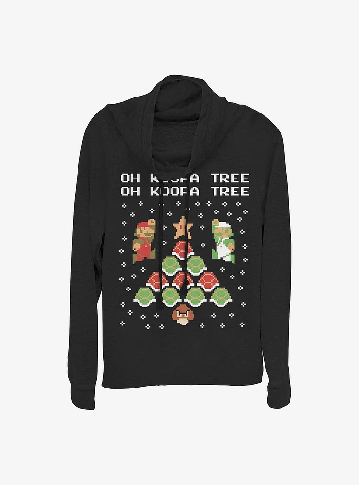 Hot Topic Super Mario Koopa Tree Holiday Cowl Neck Long-Sleeve Girls ...