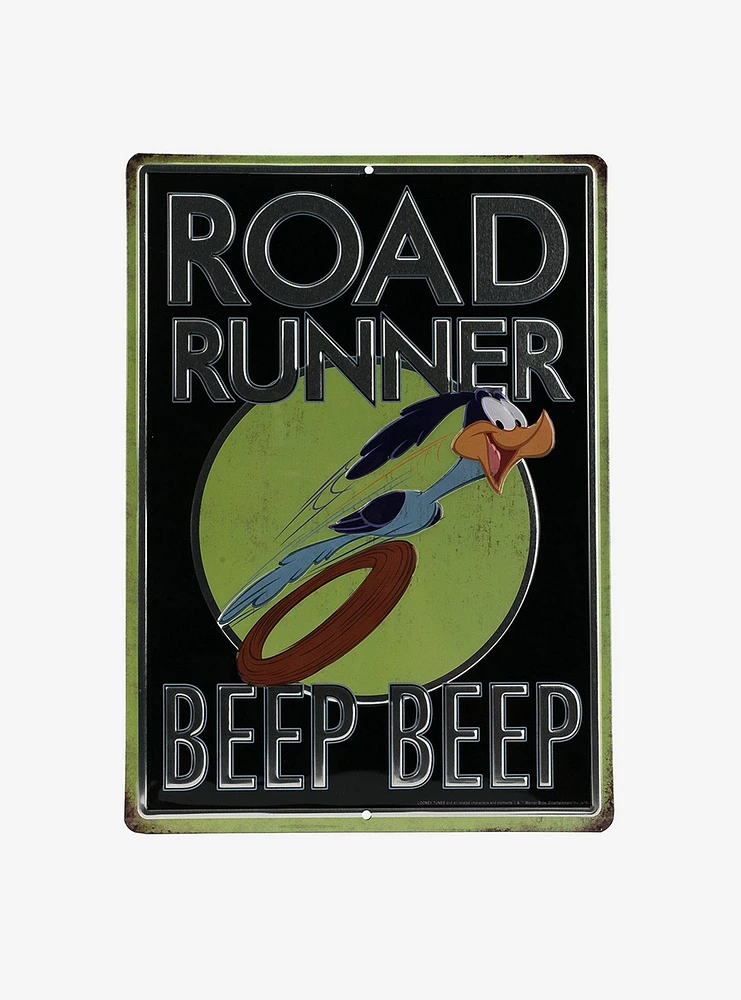 Hot Topic Looney Tunes Road Runner Black Embossed Tin Sign | Hamilton Place