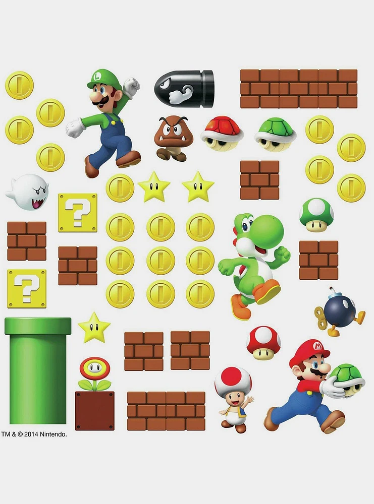 Hot Topic Nintendo Super Mario Build A Scene Peel And Stick Wall Decals ...
