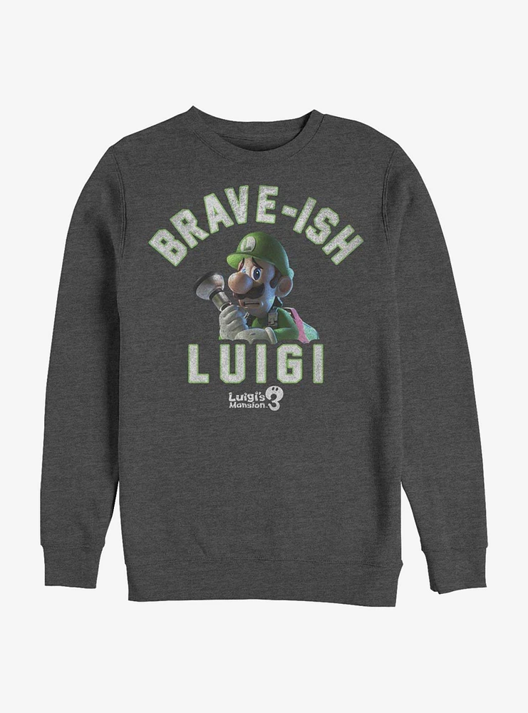 Hot Topic Super Mario Brave-Ish Luigi Crew Sweatshirt | Hamilton Place