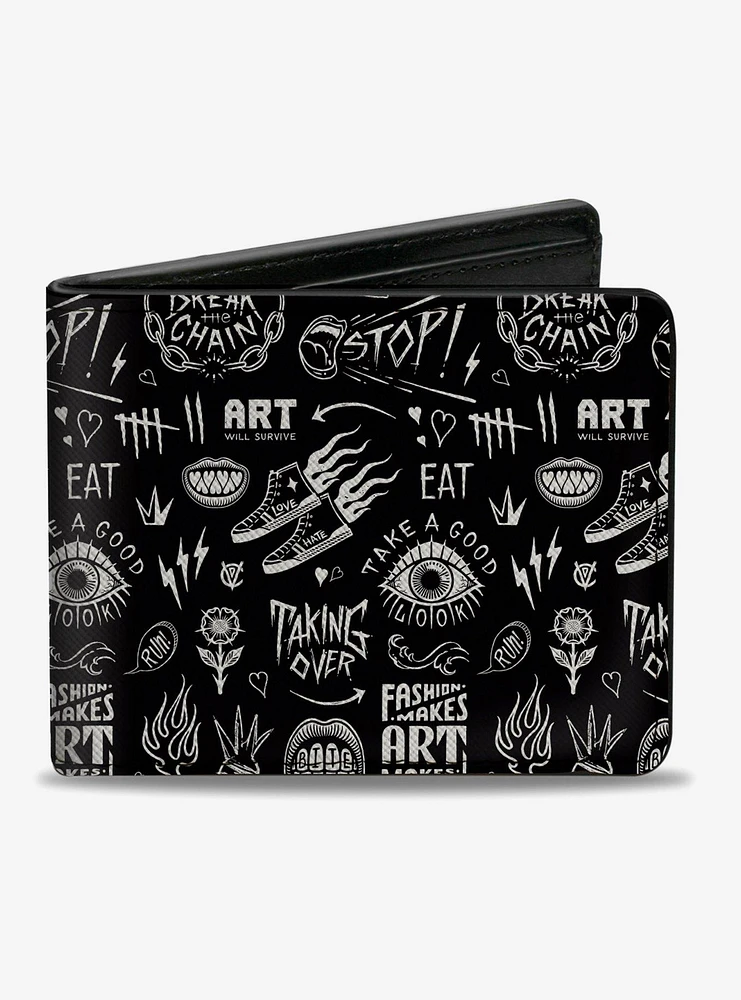Hot Topic Disney Cruella Rebel Heart Badge Collage Bifold Wallet ...