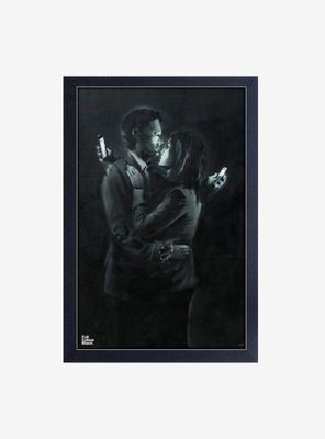 Boxlunch Banksy Mobile Phone Lovers Portrait Framed Wood Wall Art ...