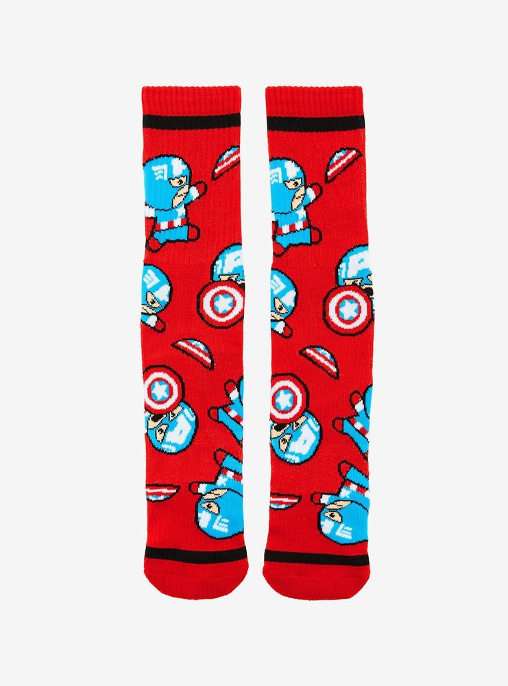 Boxlunch Marvel Captain America Chibi Cap Crew Socks - BoxLunch ...