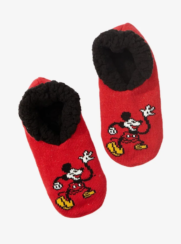 Boxlunch Disney Mickey Mouse Cartoon Pose Slipper Socks - BoxLunch ...