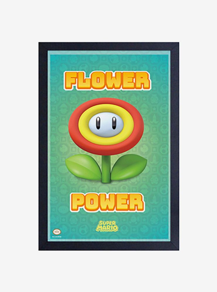 Super Mario Nintendo Mario Flower Power Framed Wood Wall Art | Mall of ...