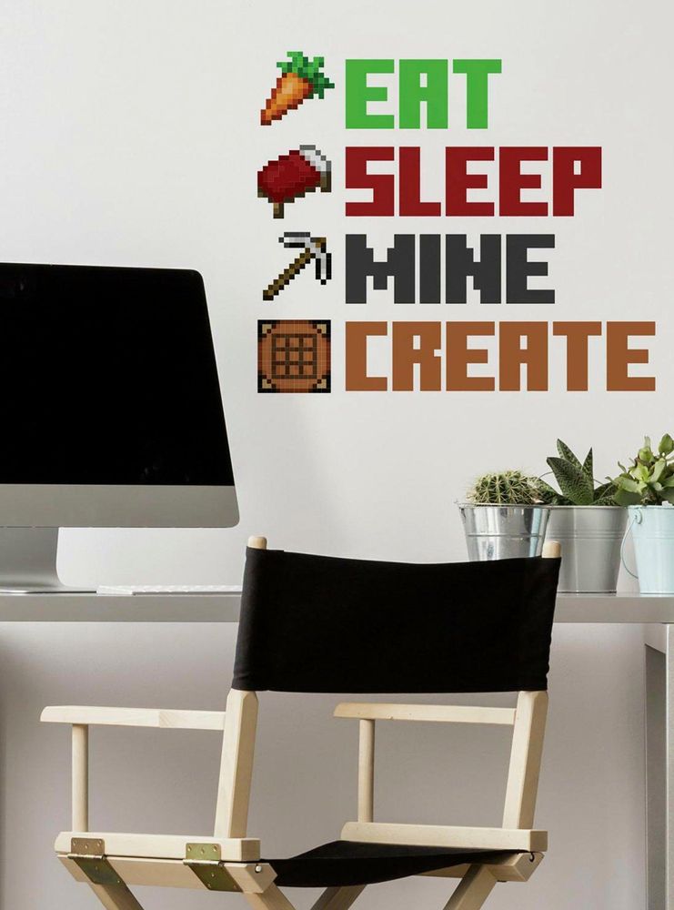 Boxlunch Minecraft Eat Sleep Mine Create Peel & Stick Wall Decals ...