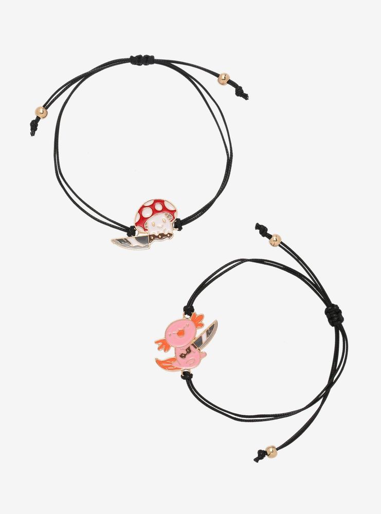 Hot Topic Mushroom & Axolotl Knife Best Friend Cord Bracelet Set | Mall ...