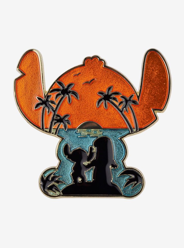Boxlunch Disney Lilo & Stitch Sunset Beach Silhouette Enamel Pin ...
