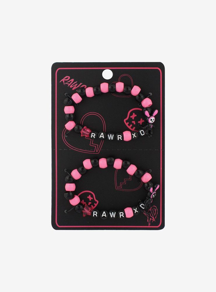 Hot Topic Rawr XD Black & Pink Bunny Best Friend Bracelet Set | Mall of ...