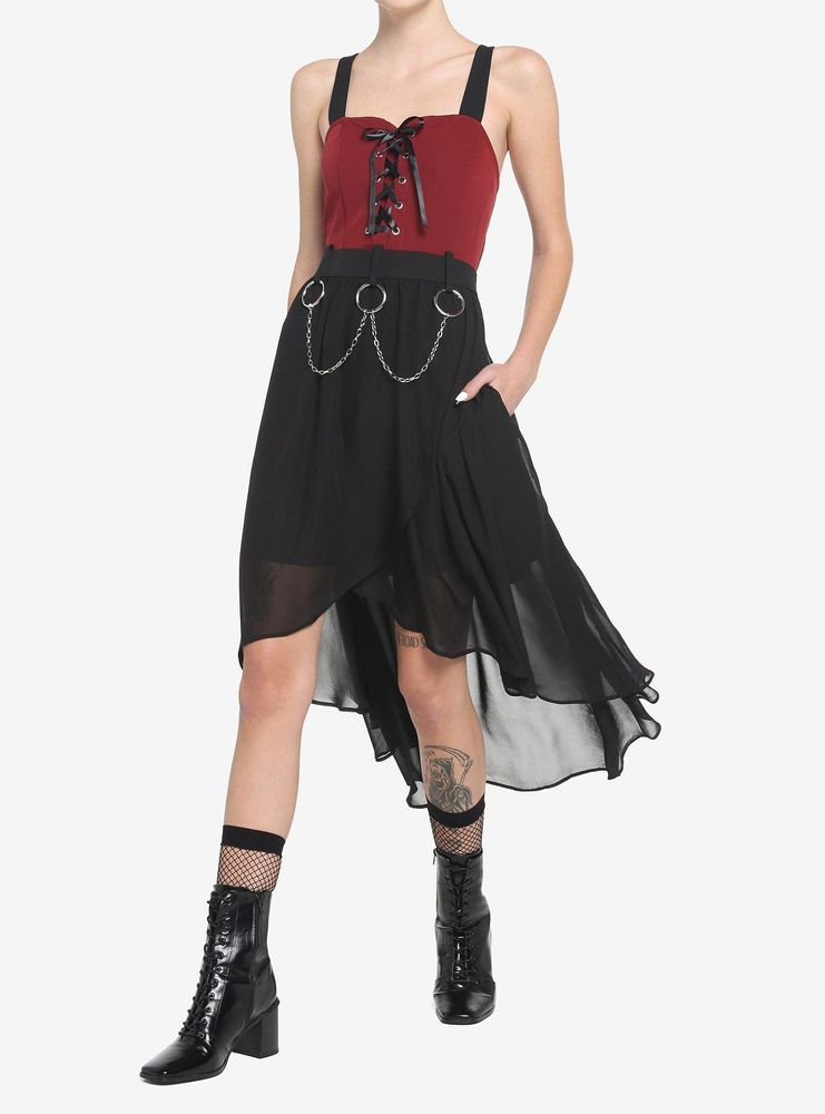 Hot Topic Red & Black O-Ring Hi-Low Dress | Mall of America®